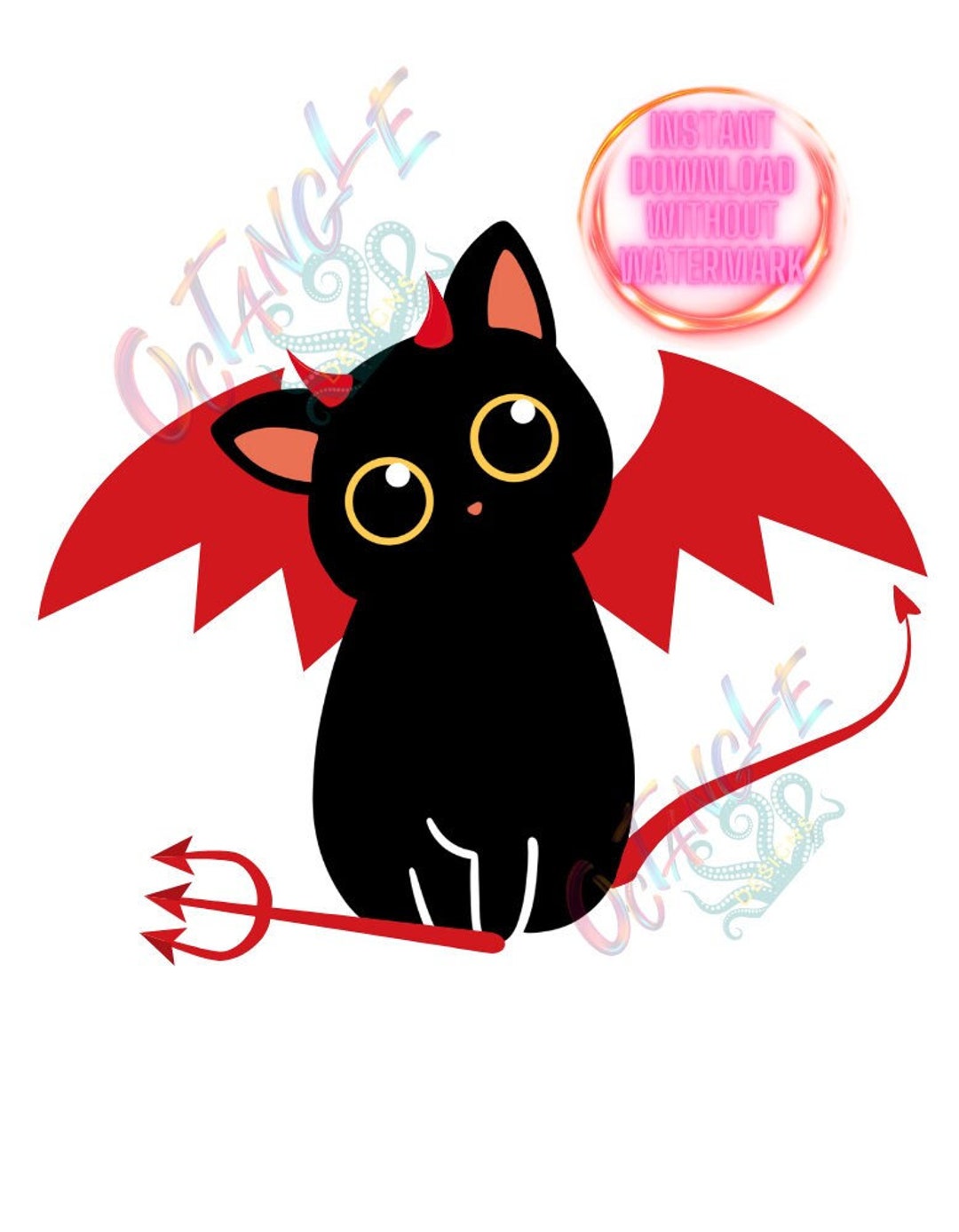 Little Devil Kitten - Devil Kitty - Instant Download - Cut File - Svg ...
