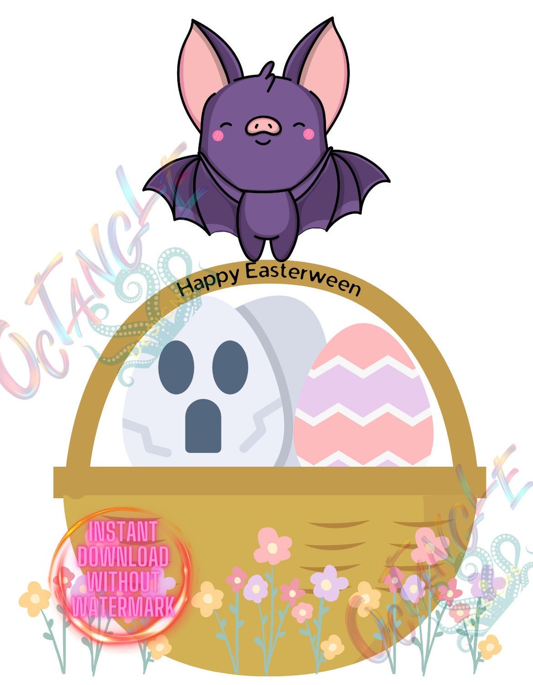 Happy Easterween! - Instant Download - Spooky - Easter - Bat - Basket ...
