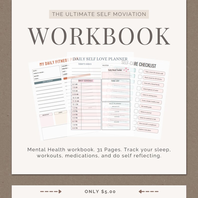Mental Health and Self Care Journal-book for Tracking- Journaling-one ...