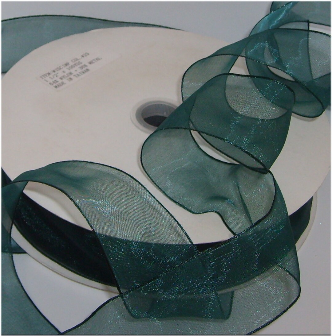 Sale Wired Sheer Dark Green Ribbon Clearance Craft Sale Bow Ribbon - Etsy