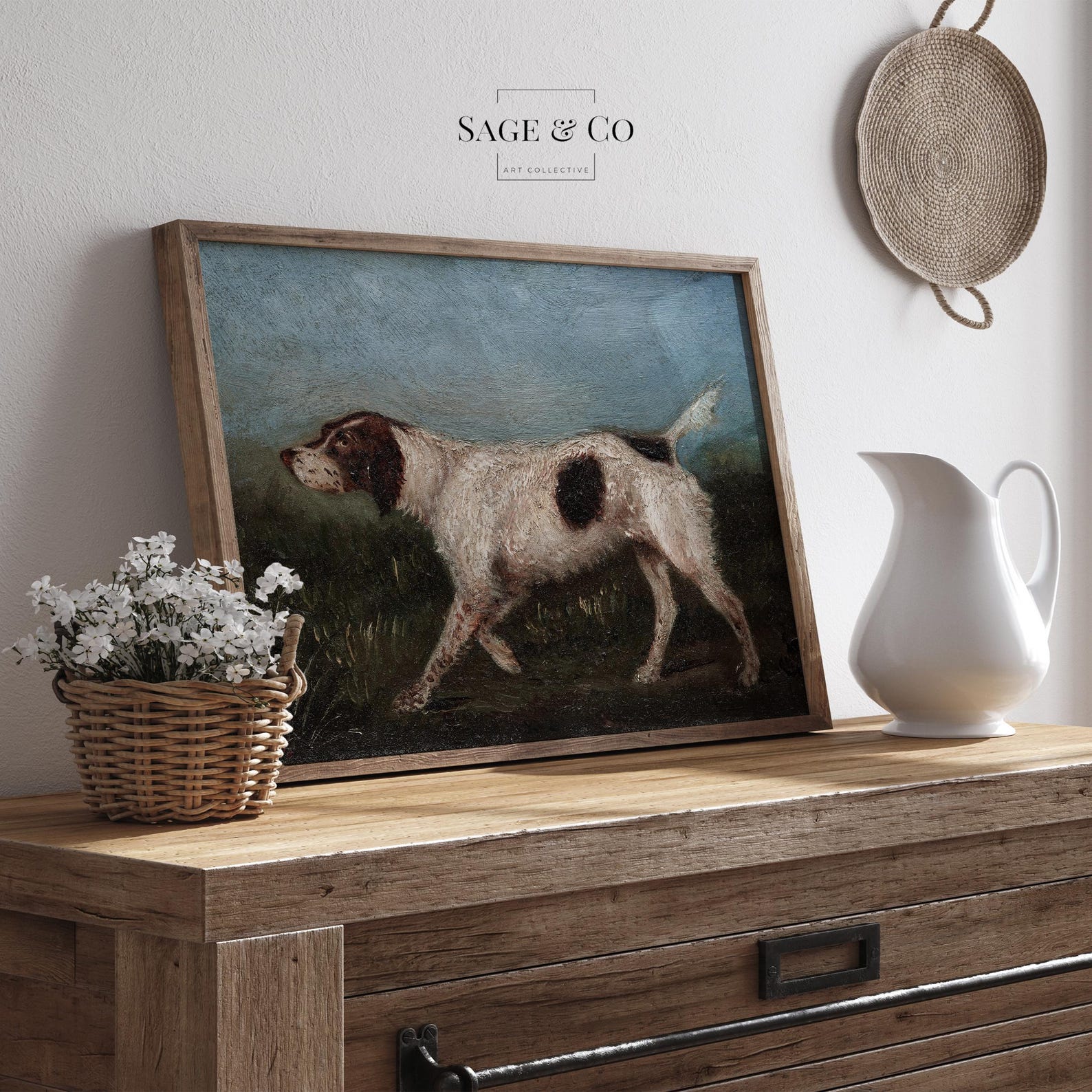 Vintage European Hunting Dog Painting Painting | DIGITAL DOWNLOAD ...