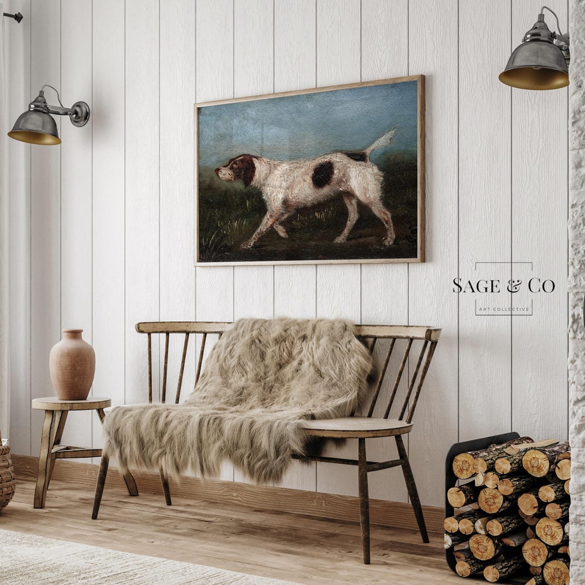 Vintage European Hunting Dog Painting Painting | DIGITAL DOWNLOAD ...