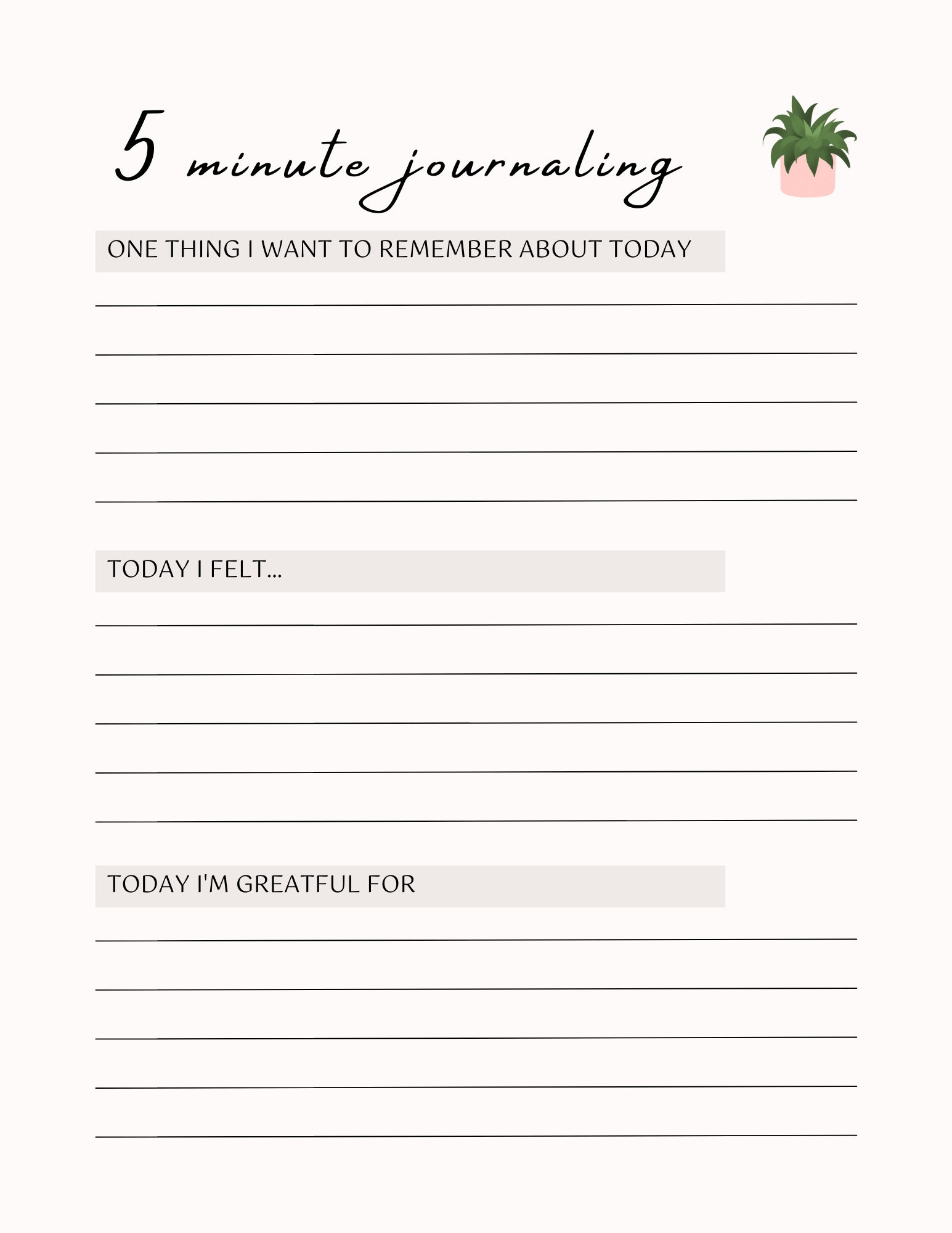 5 Minute Gratitude Journal, Digital Journal, Watercolor Journal ...