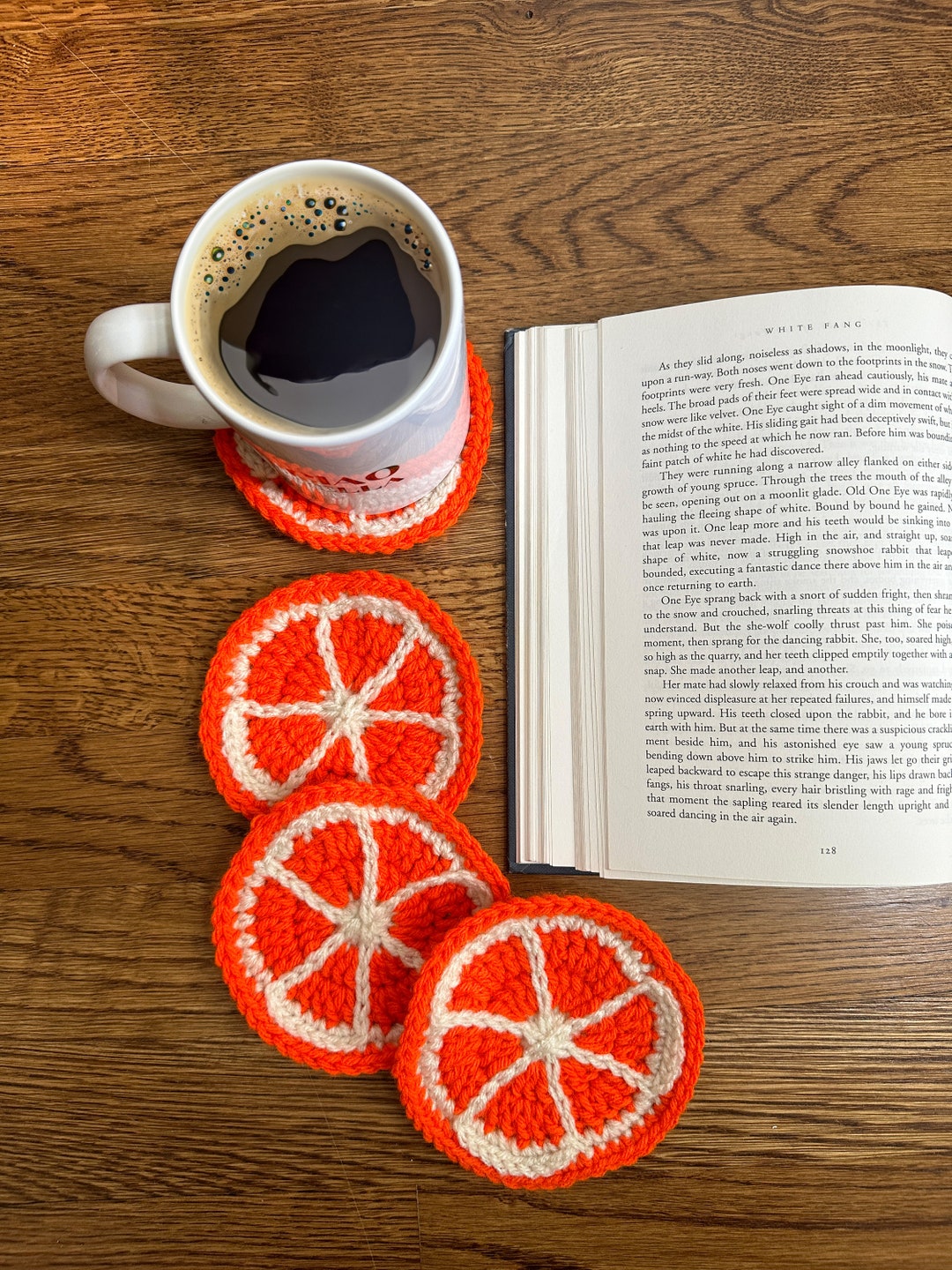 Crochet Orange Coaster. Crochet Fruit Slide Coasters. Citrus Slice ...