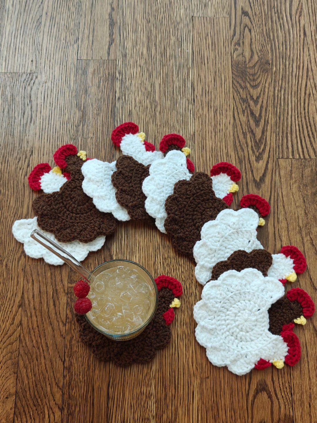 Handmade Chicken Coasters: Farmhouse Thanksgiving Decor, Set of 4 - Etsy