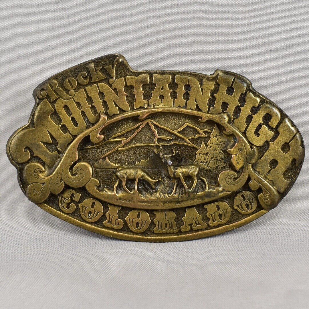 Vintage Belt Buckle 1975 Rocky Mountain High Colorado Adezy Denver - Etsy