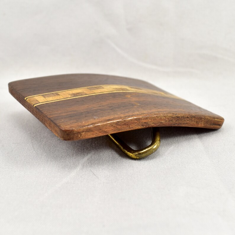 Vintage Belt Buckle Wood Saw Teeth Tooth Pattern Inlay Wooden - Etsy