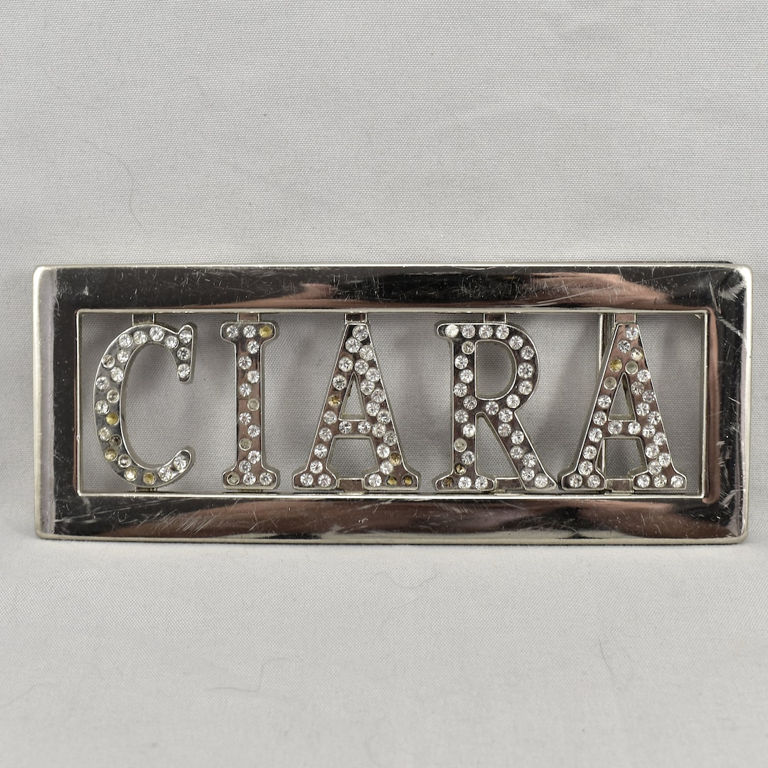 Belt Buckle Ciara Name Womens Rhinestones Shiny Sparkling Silver Color ...