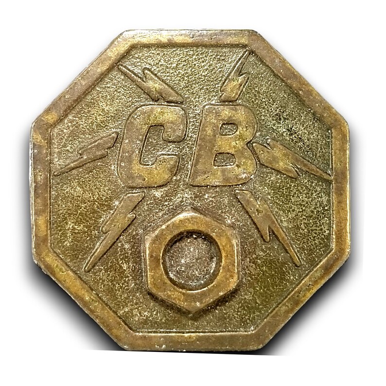 CB Citizens Band Radio Belt Buckle Octagon Shape Lightning Bolt Design ...