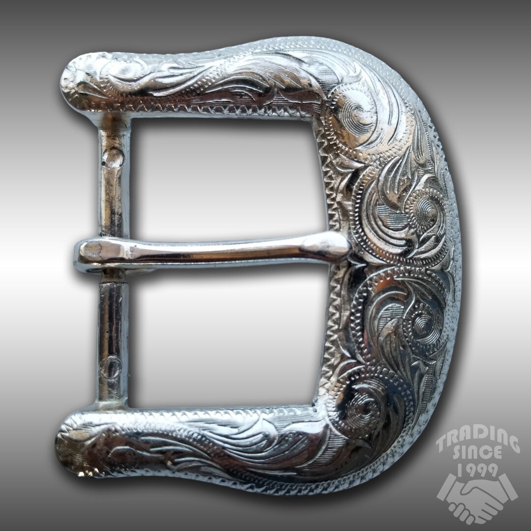 Vintage Belt Buckle 1994 ROC R.O.C. Pin Buckle Ornate Filigree Silver ...