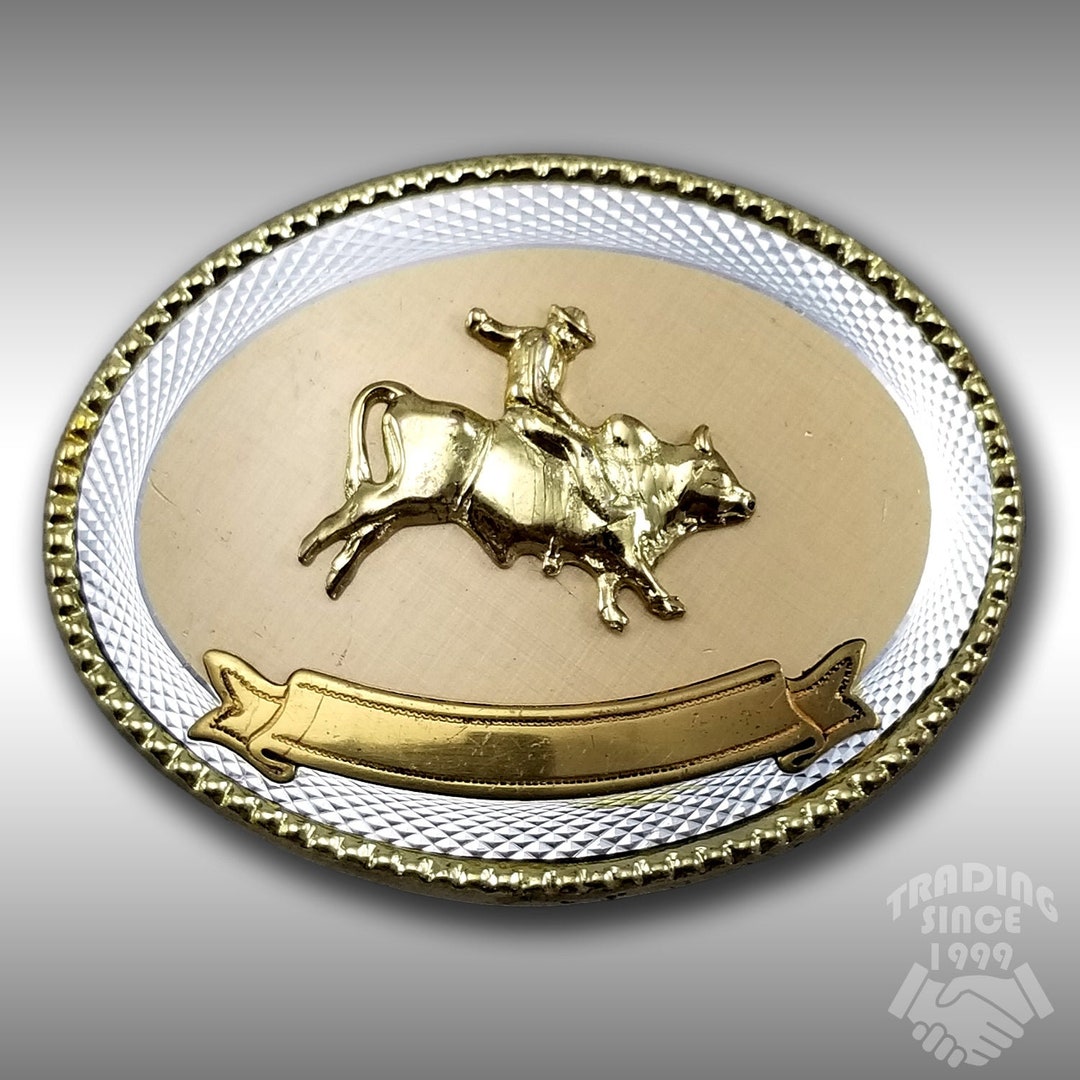 Belt Buckle Oval Bull Rider Rope Border Rodeo Western Cowboy - Etsy