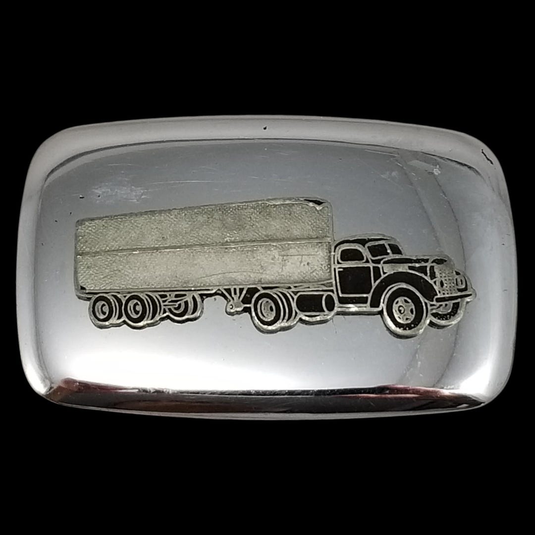 Vintage Belt Buckle Tractor Trailer 1940s 1950s Style 18 Wheeler Big ...