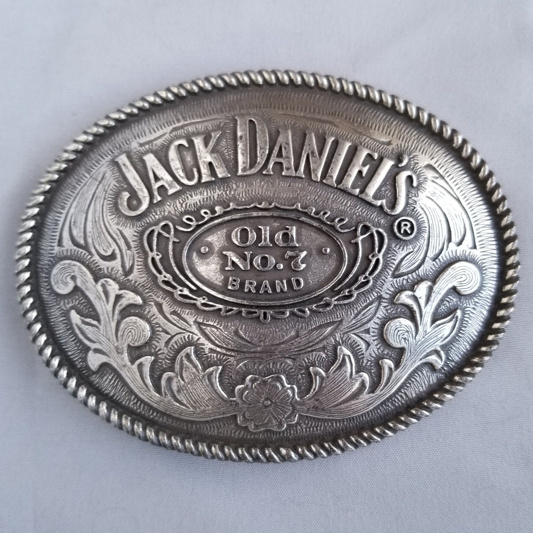 Vintage Belt Buckle Jack Daniel's Old No. 7 Brand Filigree Rope Edge ...