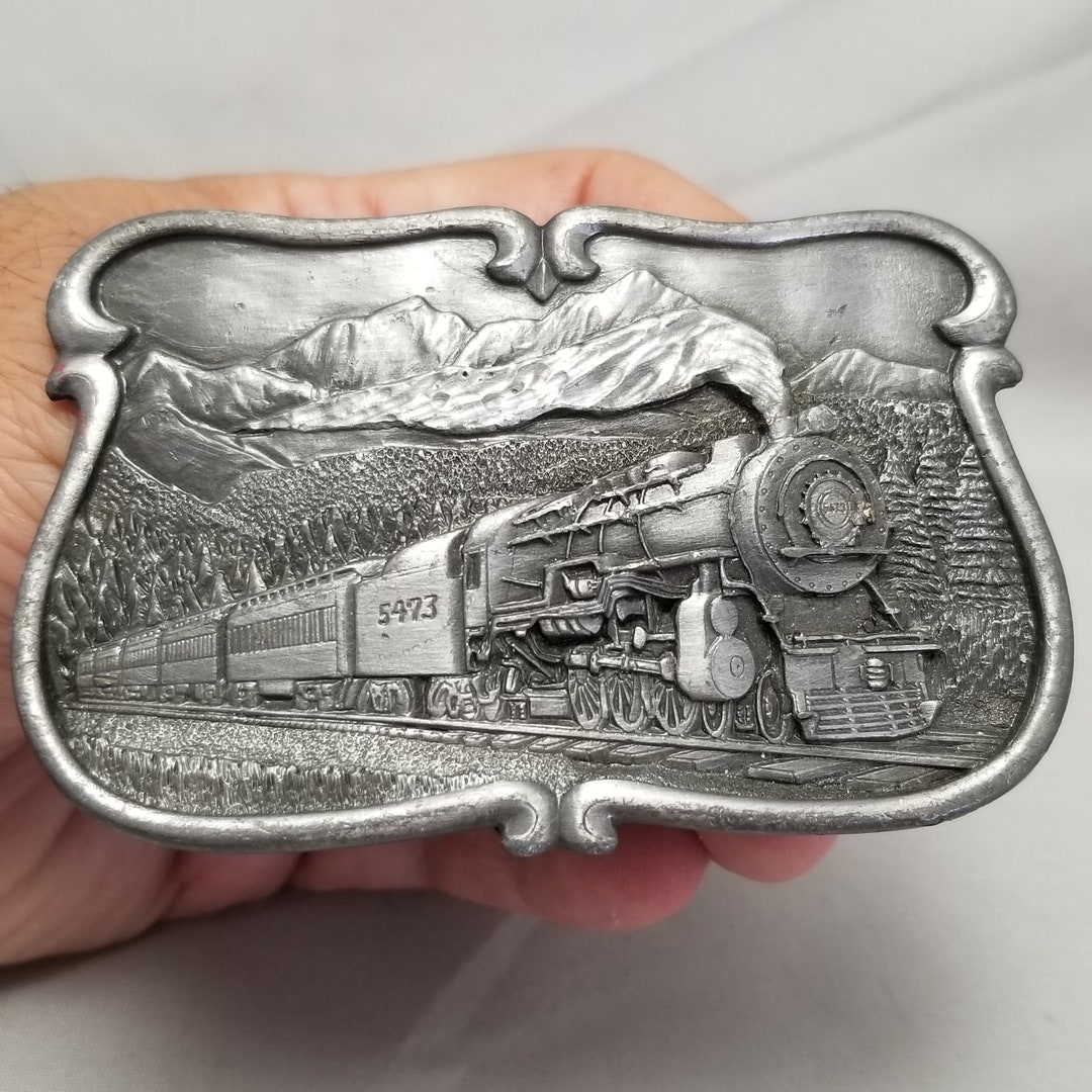 Belt Buckle Pewter 1984 Steam Engine Train Locomotive #5473 Made in the ...