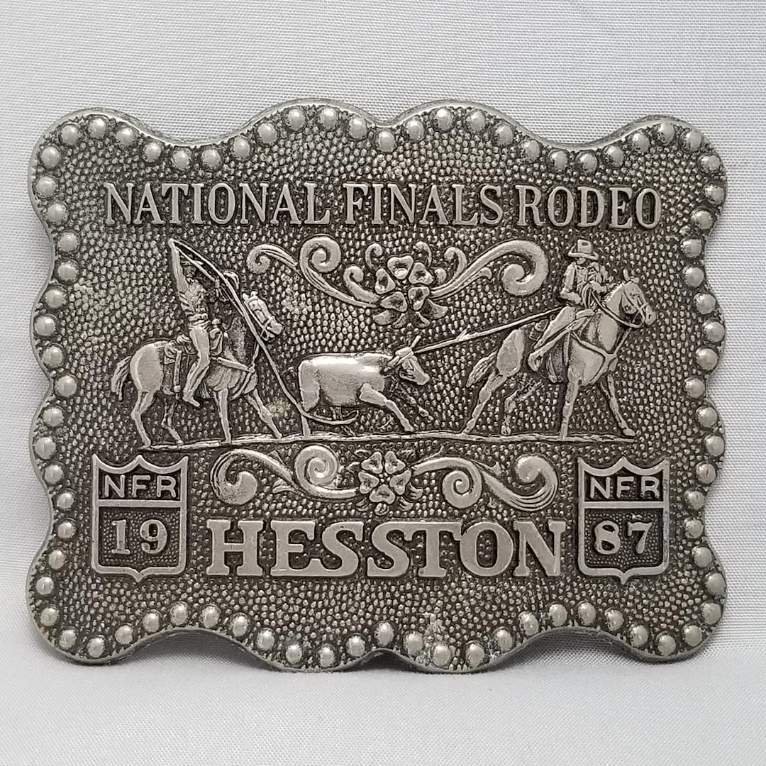 Vintage Belt Buckle 1987 NFR National Finals Rodeo HESSTON Award Design ...