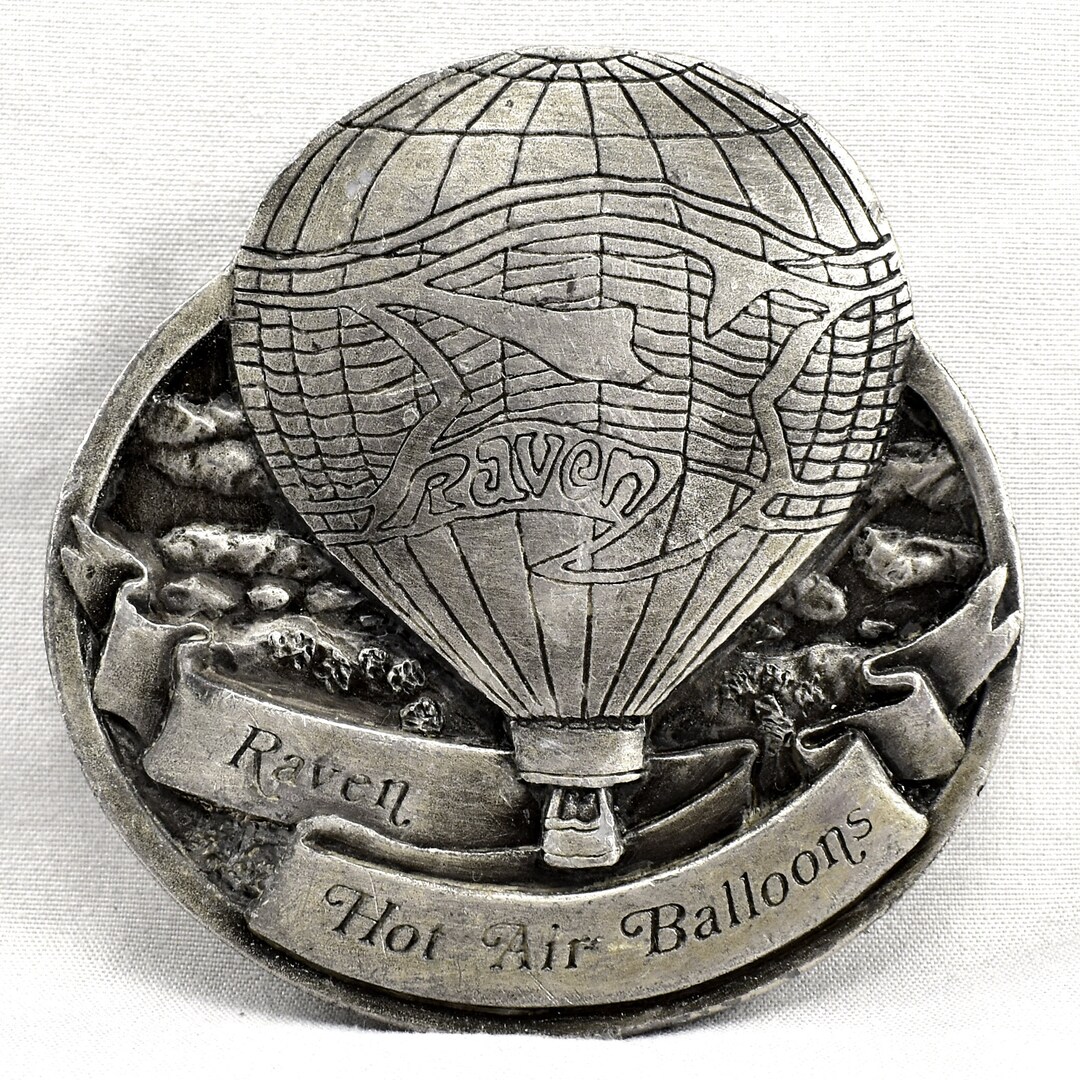 Vintage Belt Buckle 1978 Raven Hot Air Balloons USA Made by Bergamot ...