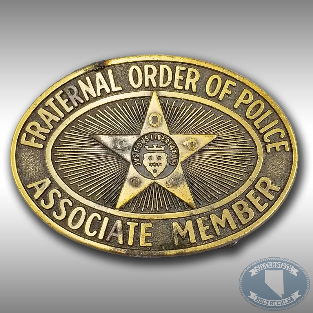 Vintage Belt Buckle Fraternal Order of Police Associate Member Jus ...