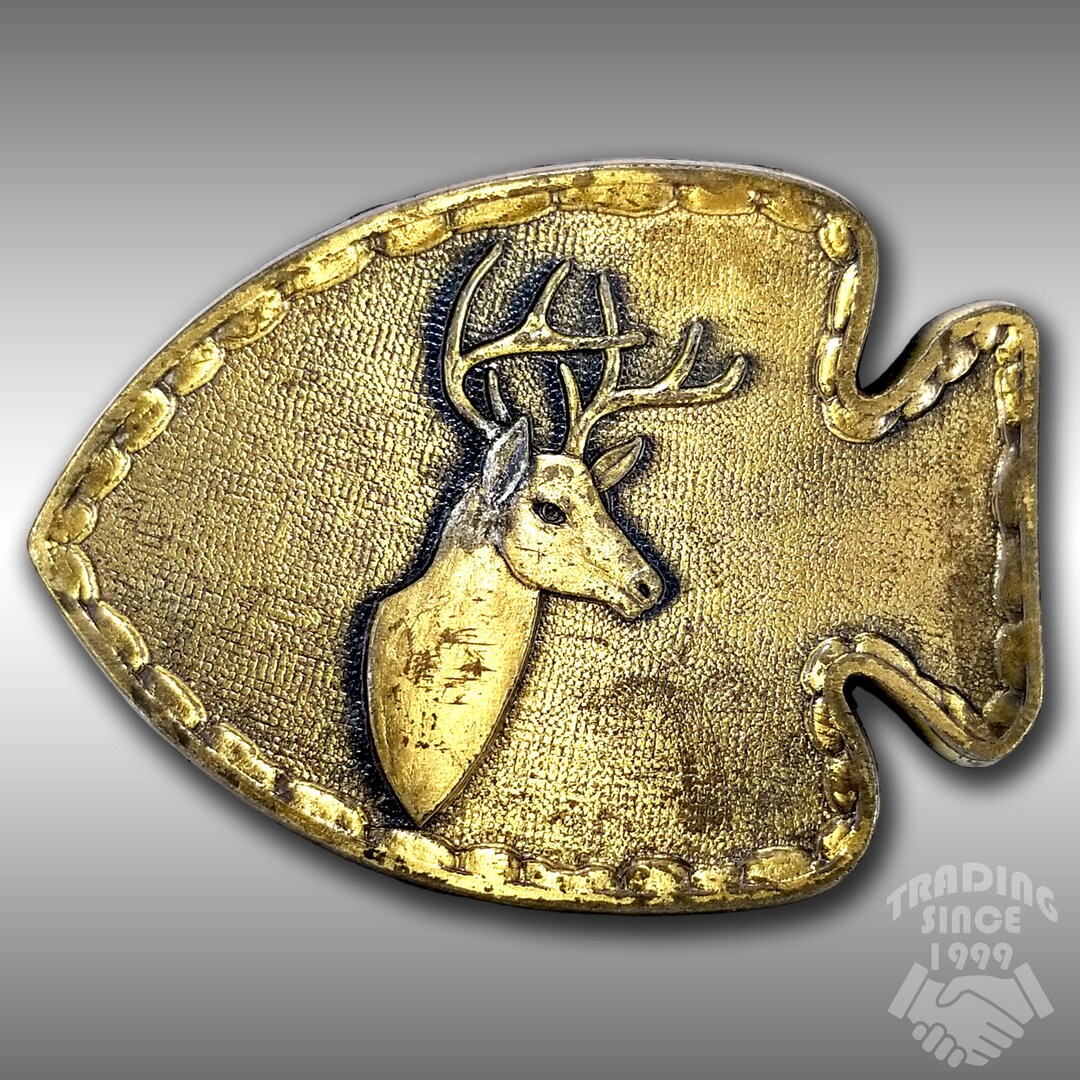 Vintage Belt Buckle Deer Buck Torso Head on Arrow Shape Buckle - Etsy