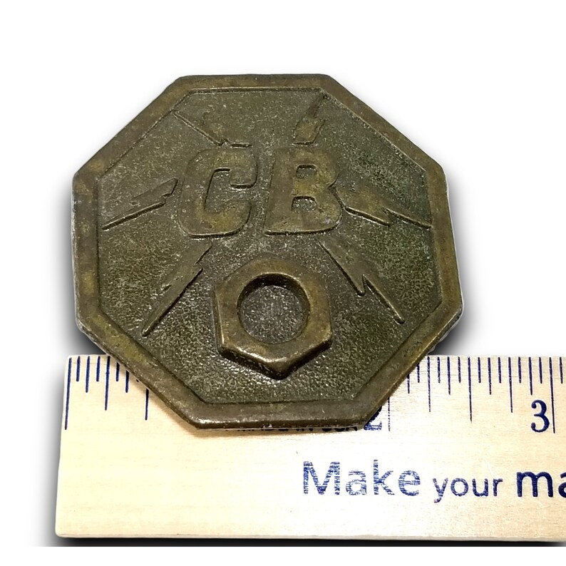 CB Citizens Band Radio Belt Buckle Octagon Shape Lightning Bolt Design ...