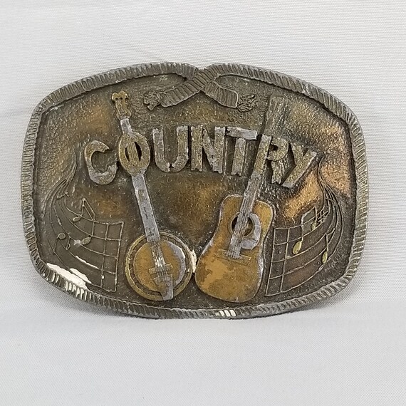 Vintage Belt Buckle 1976 Country Music Musician Banjo Guitar USA Made by Indiana Metal Craft Etsy UK