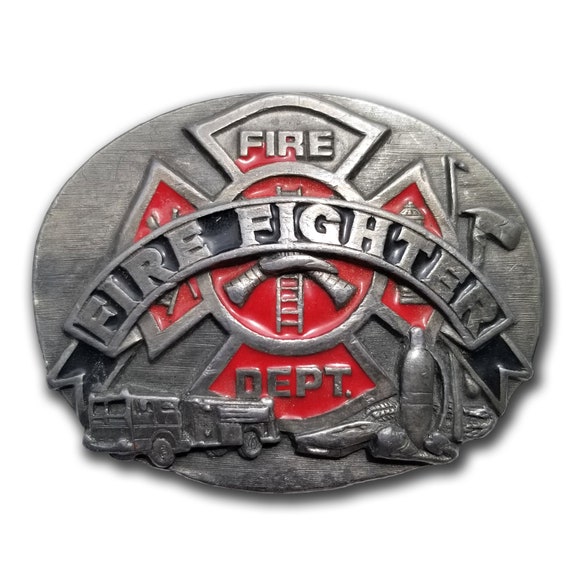 Vintage Belt Buckle 1991 Fire Department Fire Fighter… - Gem