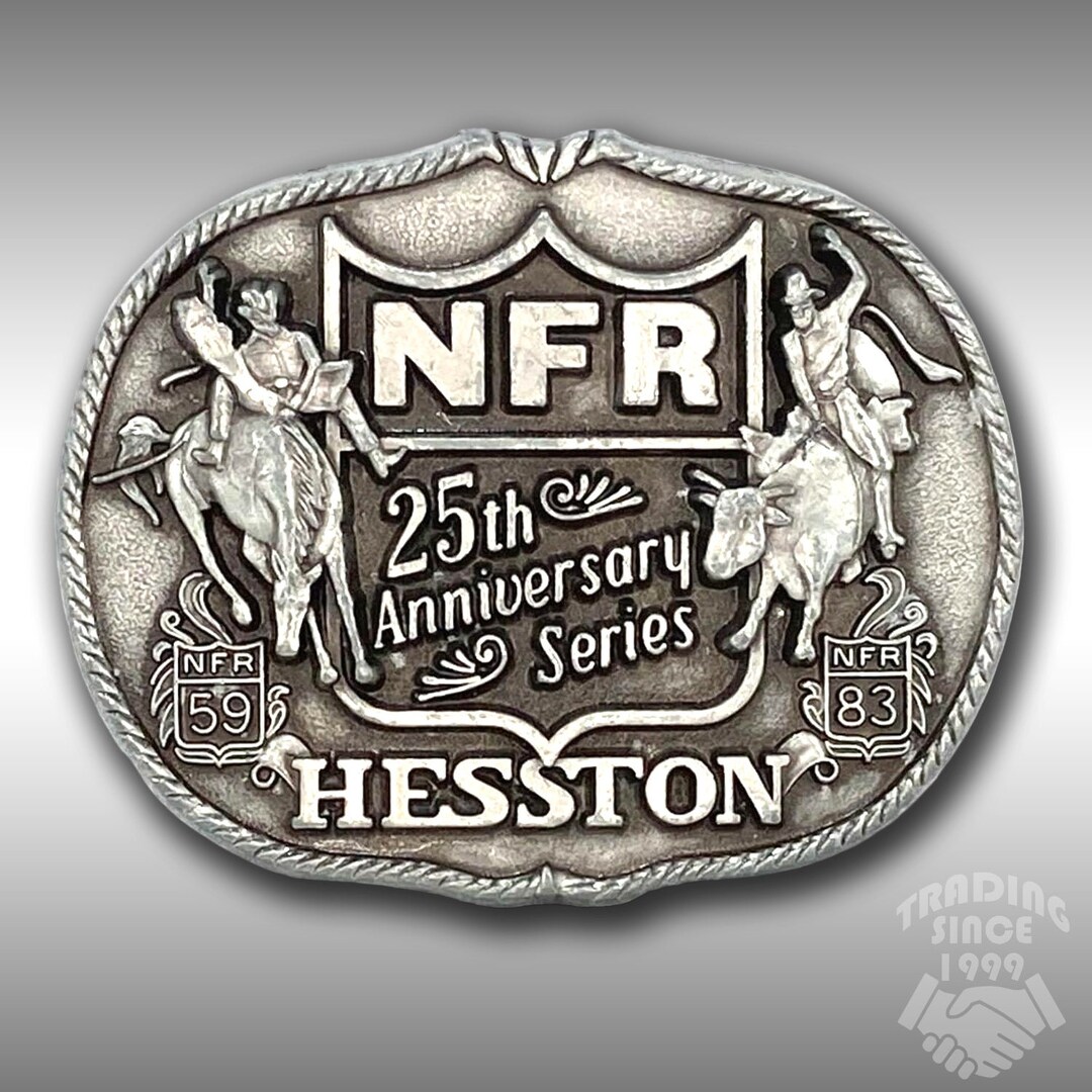 Vintage Belt Buckle 1983 NFR National Finals Rodeo Hesston 25th ...