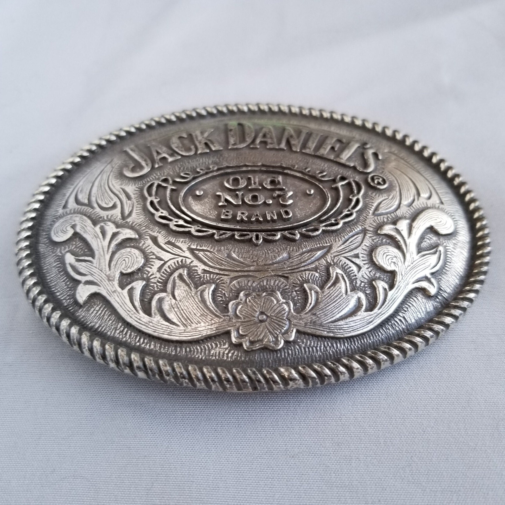 Vintage Belt Buckle Jack Daniel's Old No. 7 Brand Filigree Rope Edge ...