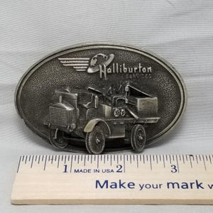Belt Buckle Pewter 1982 Halliburton Services 1916 FWD Truck Mounted ...