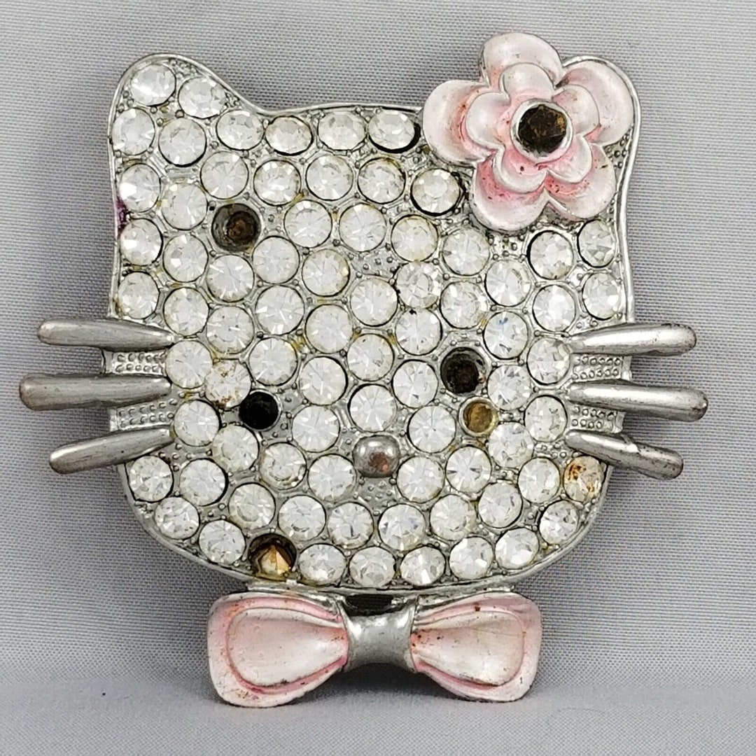 Belt Buckle Women's Hello Kitty Look-like Rhinestones Pink Flower and ...