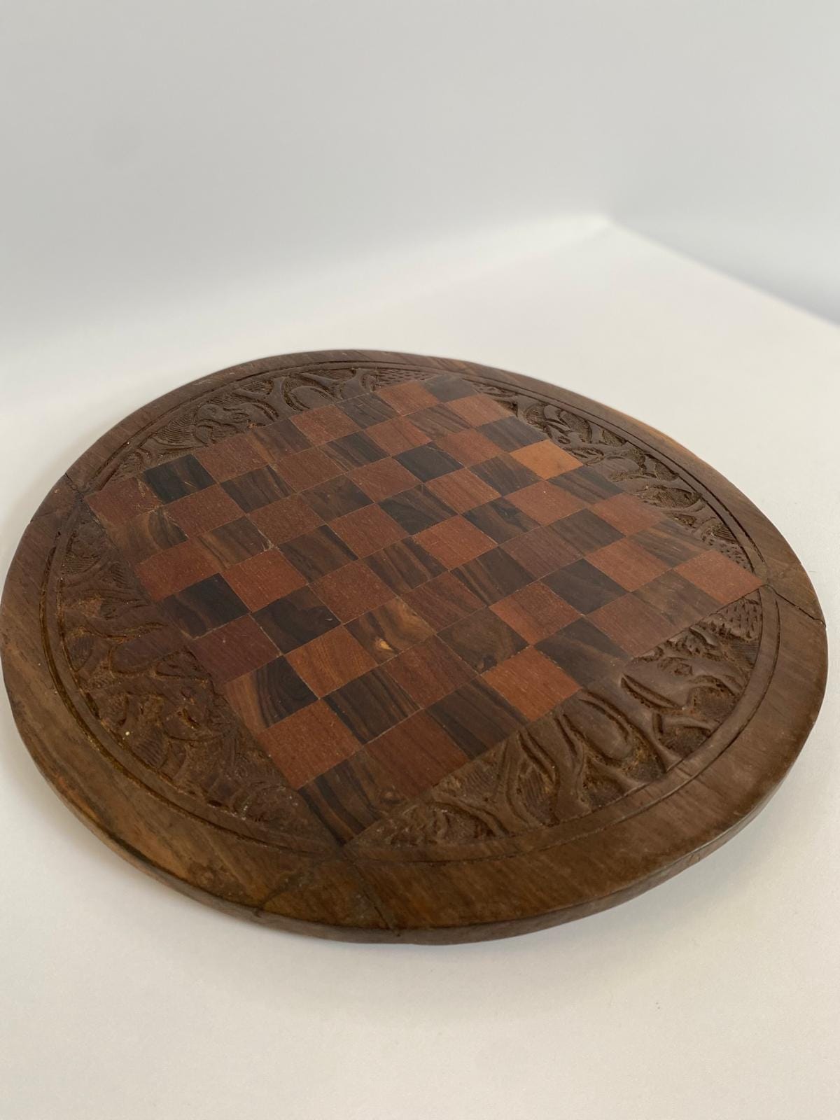 Rare Round 1800s Design. Antique Solid Wooden Backgammon and Chess ...