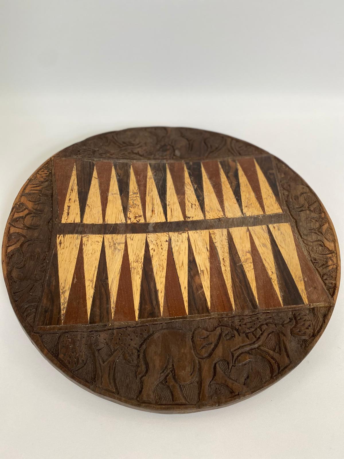 Rare Round 1800s Design. Antique Solid Wooden Backgammon and Chess ...