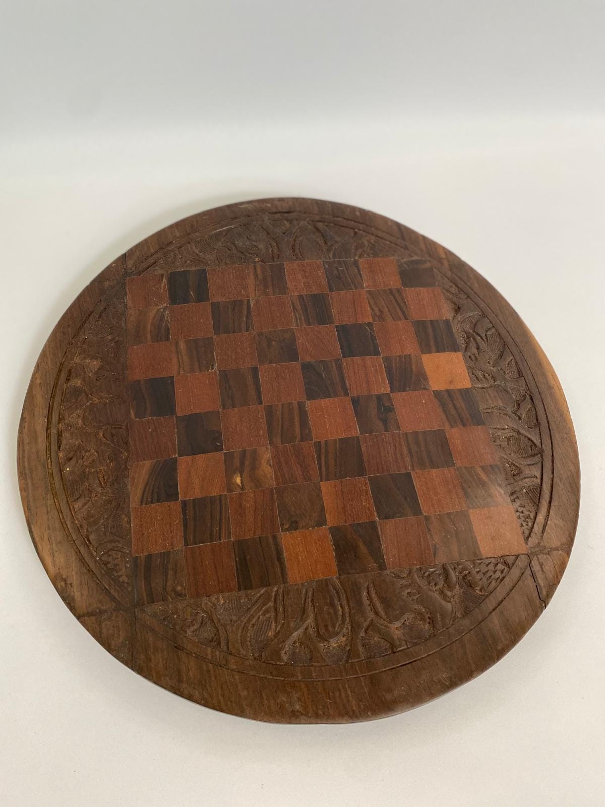 Rare Round 1800s Design. Antique Solid Wooden Backgammon and Chess ...