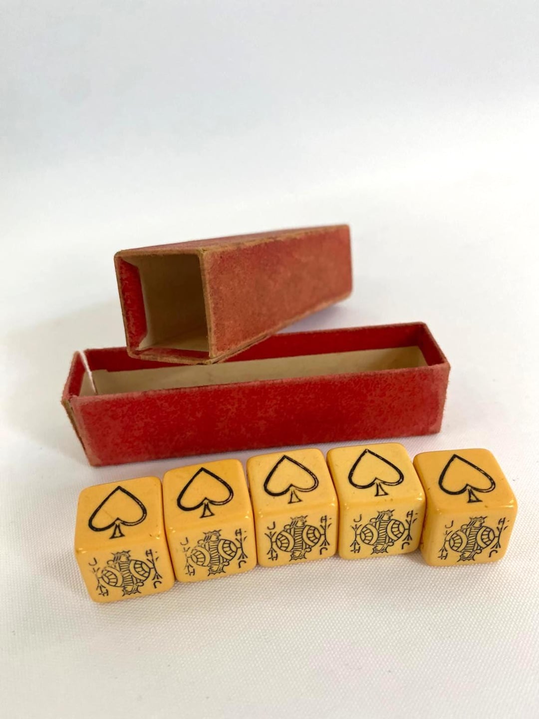 A Set of Vintage French Bakelite Poker Dice Set Out of the Late 1930's ...