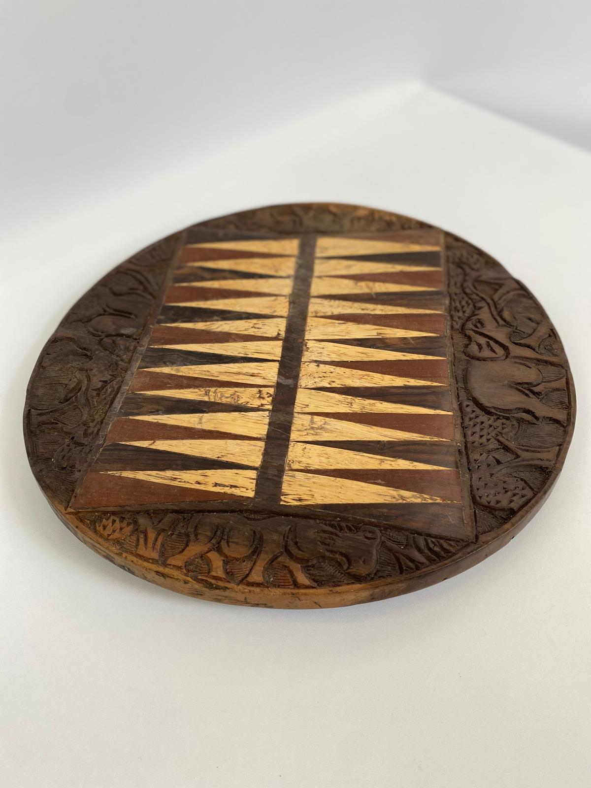 Rare Round 1800s Design. Antique Solid Wooden Backgammon and Chess ...