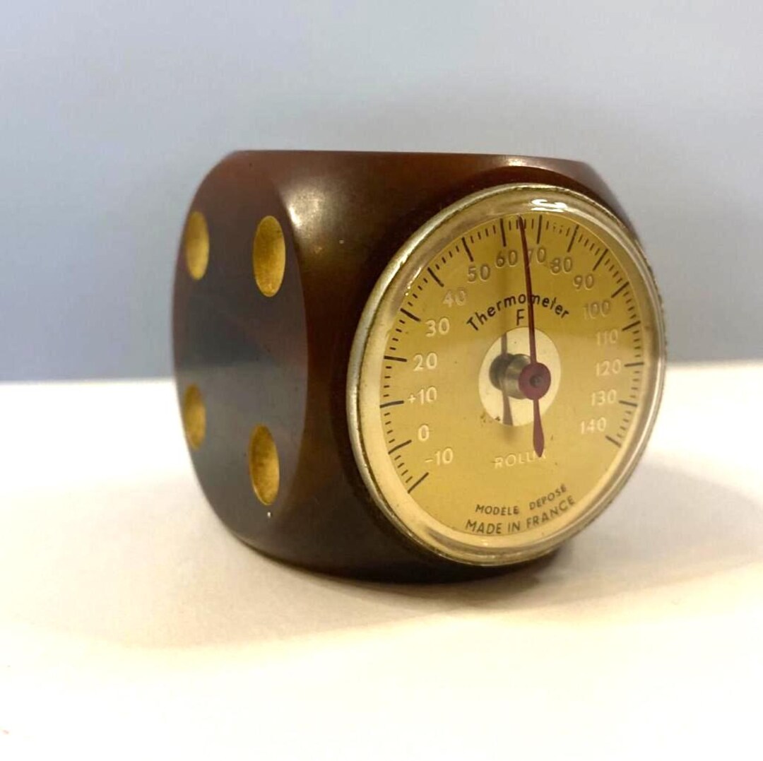 Vintage Brown Amber Bakelite Dice Thermometer by Rolux - French Art ...