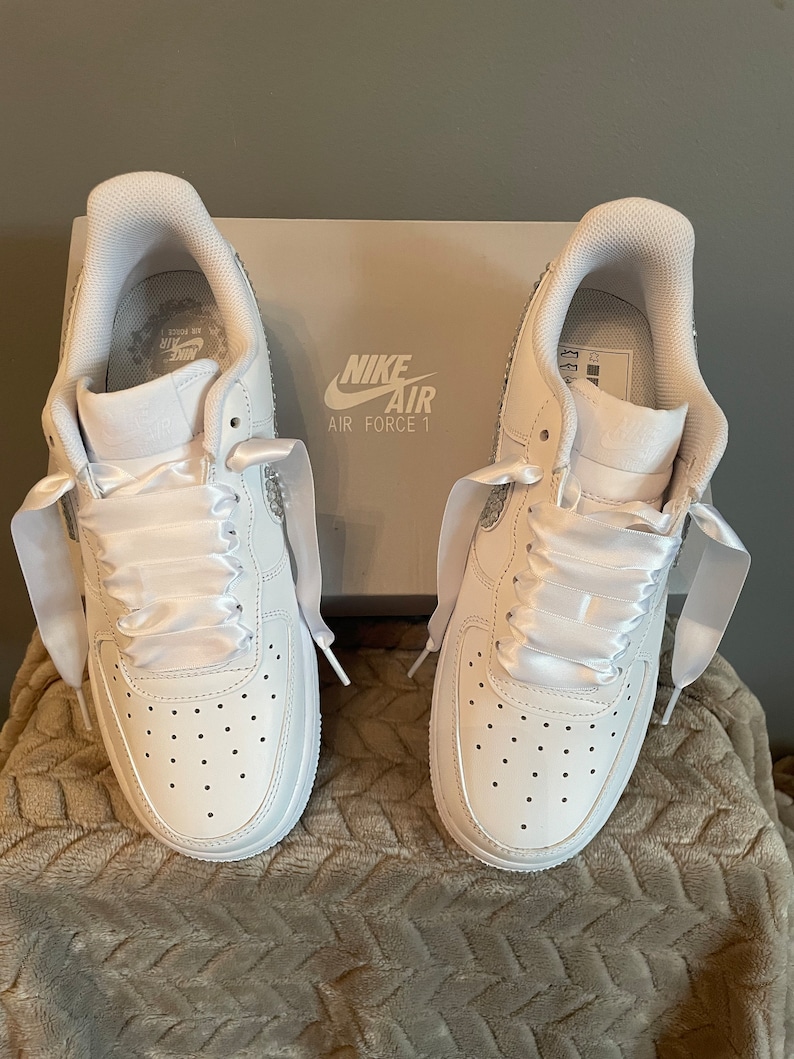 Bridal Custom Rhinestone Nike Air Force 1 Wedding Day Bridal Nikes ...