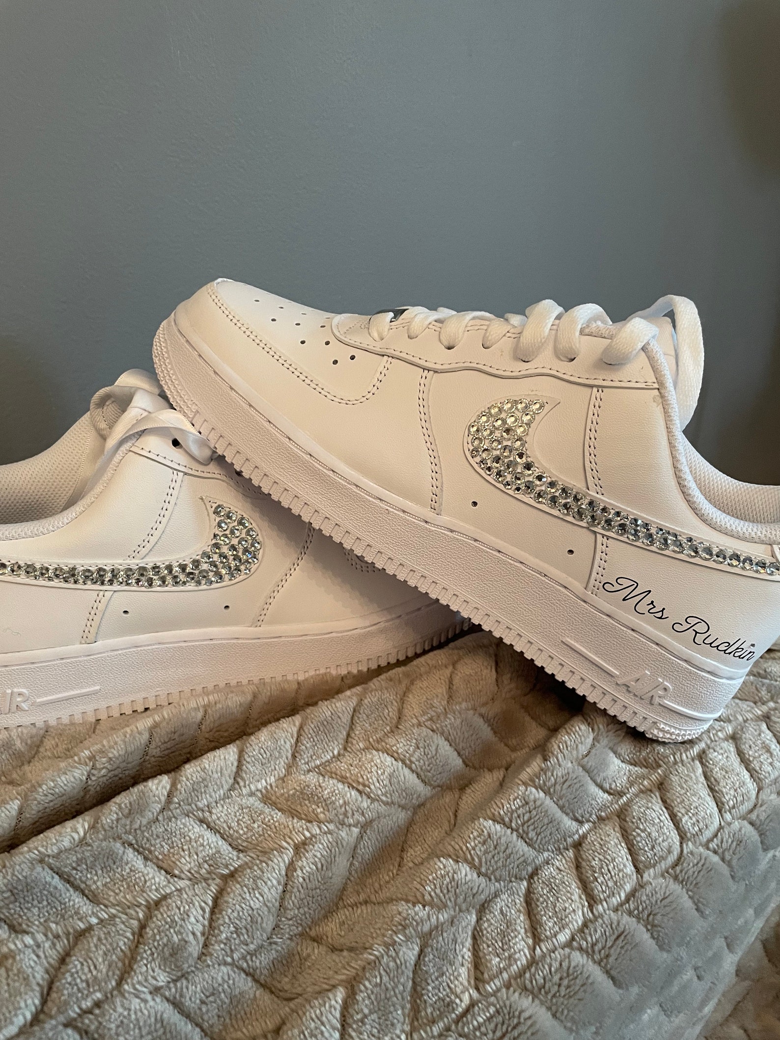 Bridal Custom Rhinestone Nike Air Force 1 Wedding Day Bridal Nikes ...