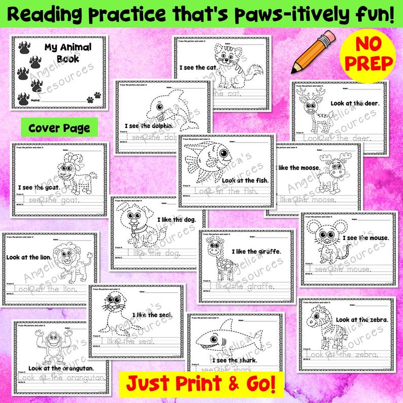 Animal Coloring Pages Printables | Sight Word Practice | Handwriting ...