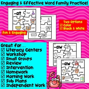 Word Families Fun Phonics Game Rhyming Endings Puzzles | Coloring Pages ...