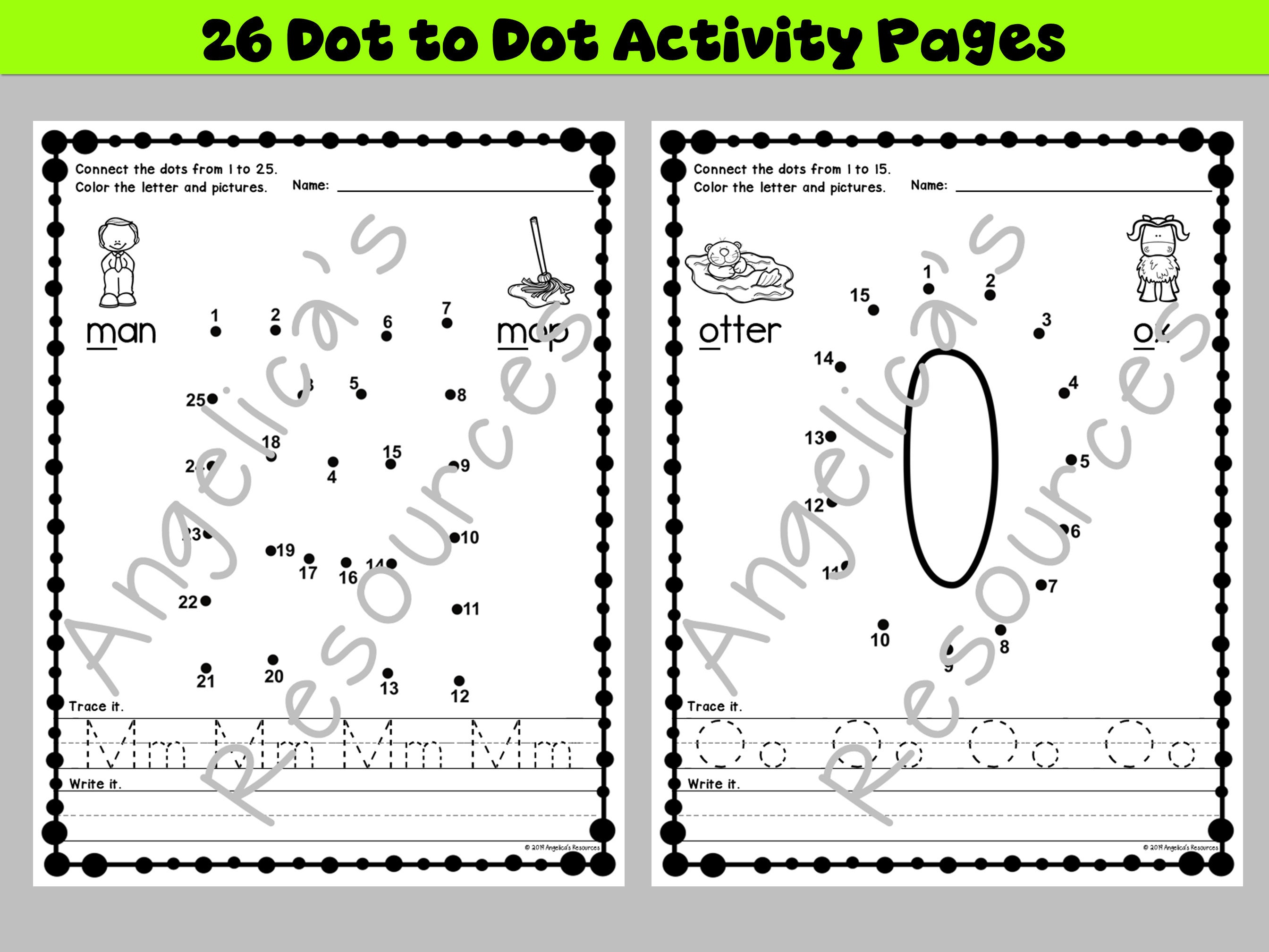 Alphabet Letter Tracing Dot to Dot Coloring Pages | Connect the Dots ...