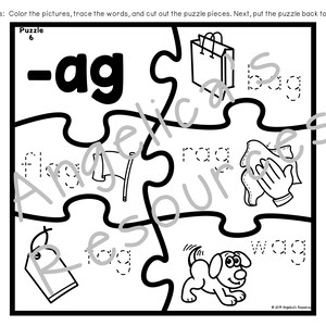 Word Families Fun Phonics Game Rhyming Endings Puzzles Coloring Pages ...