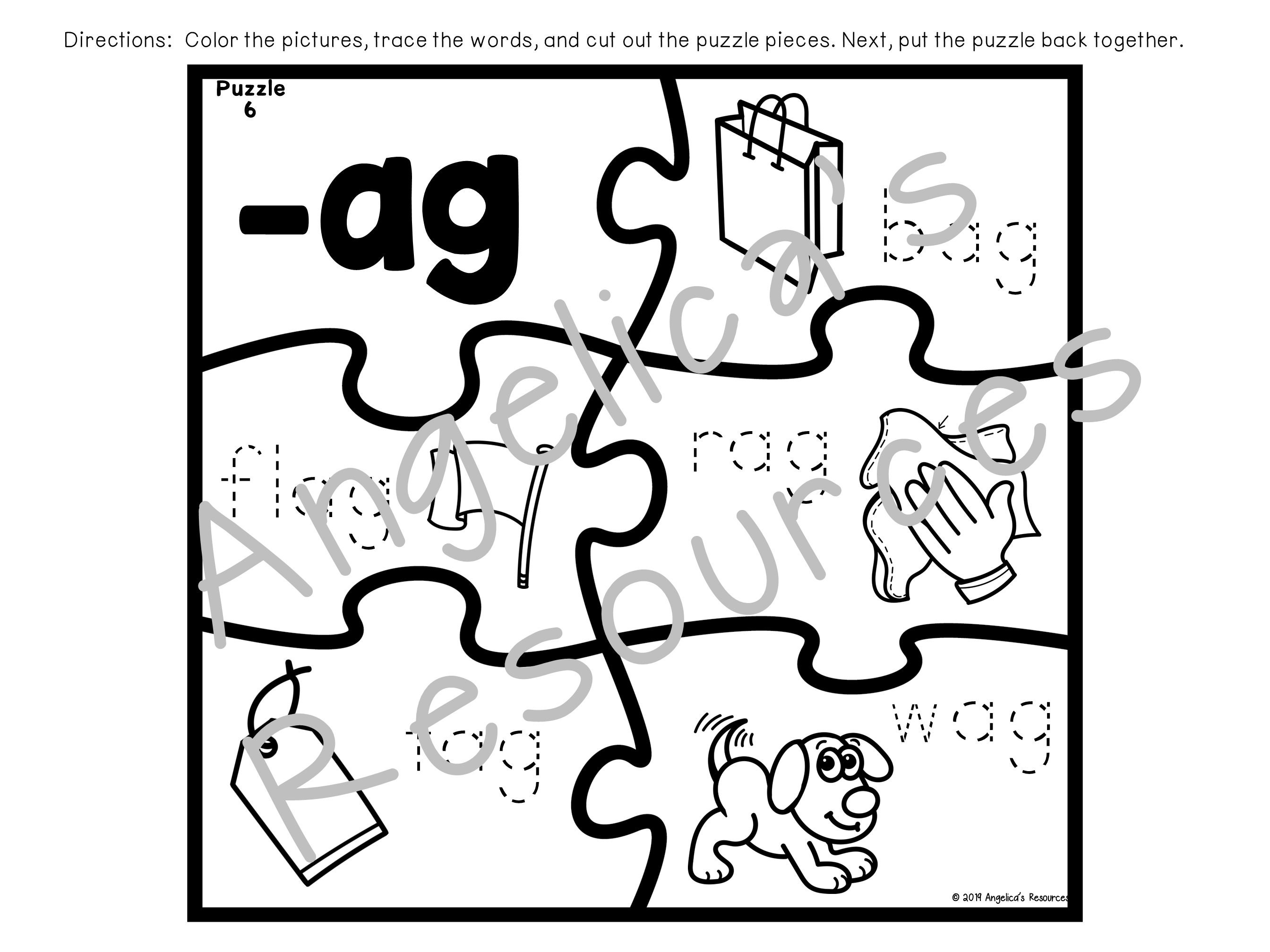 Word Families Fun Phonics Game Rhyming Endings Puzzles Coloring Pages ...