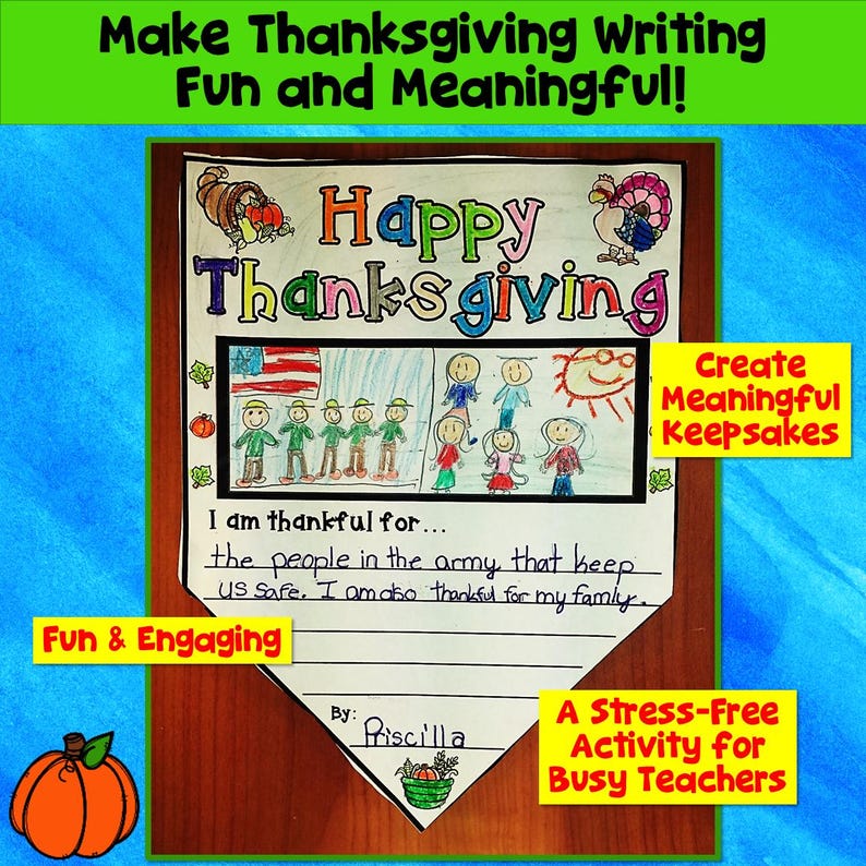 Thanksgiving Craft "i Am Thankful For" Creative Writing Prompt ...
