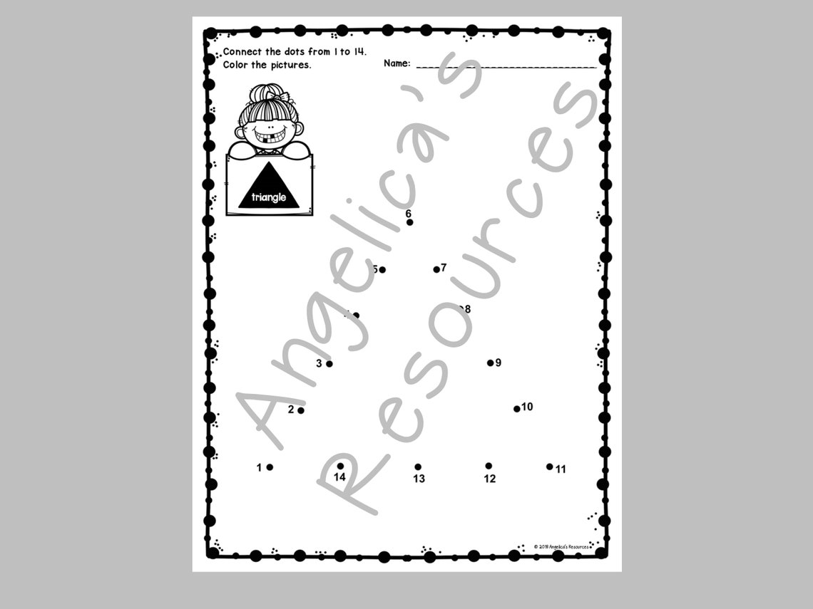 2D Shapes Connect the Dots Math Worksheets | Dot to Dot Coloring Pages ...
