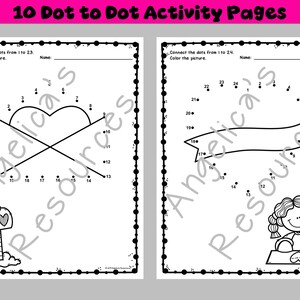Valentine's Day Activities Dot to Dot Coloring Pages | Connect the Dots ...