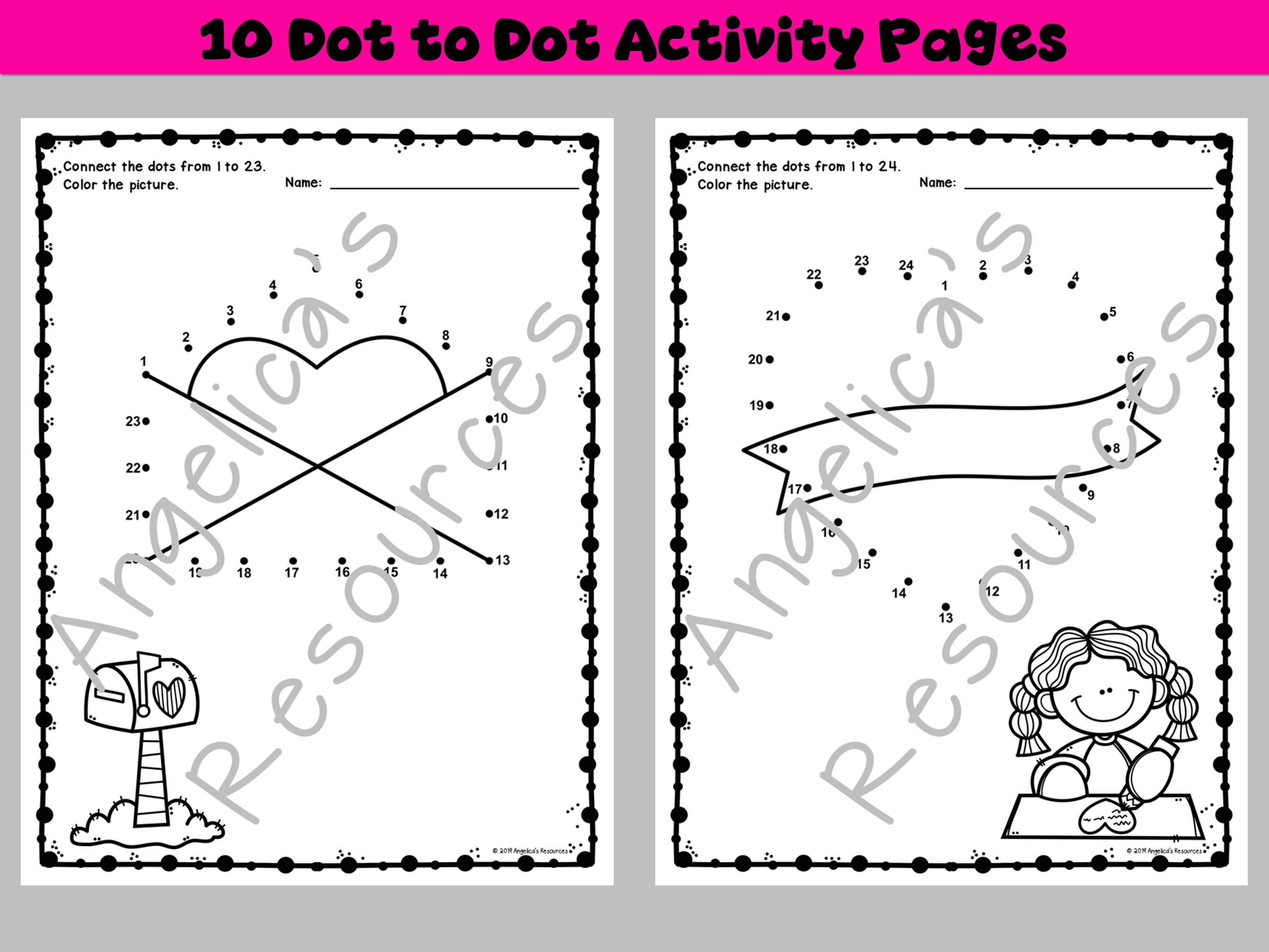 Valentine's Day Activities Dot to Dot Coloring Pages | Connect the Dots ...