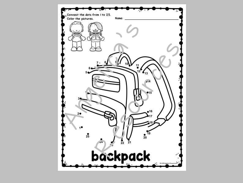 Back to School Dot to Dot Coloring Pages | Connect the Dots Math ...