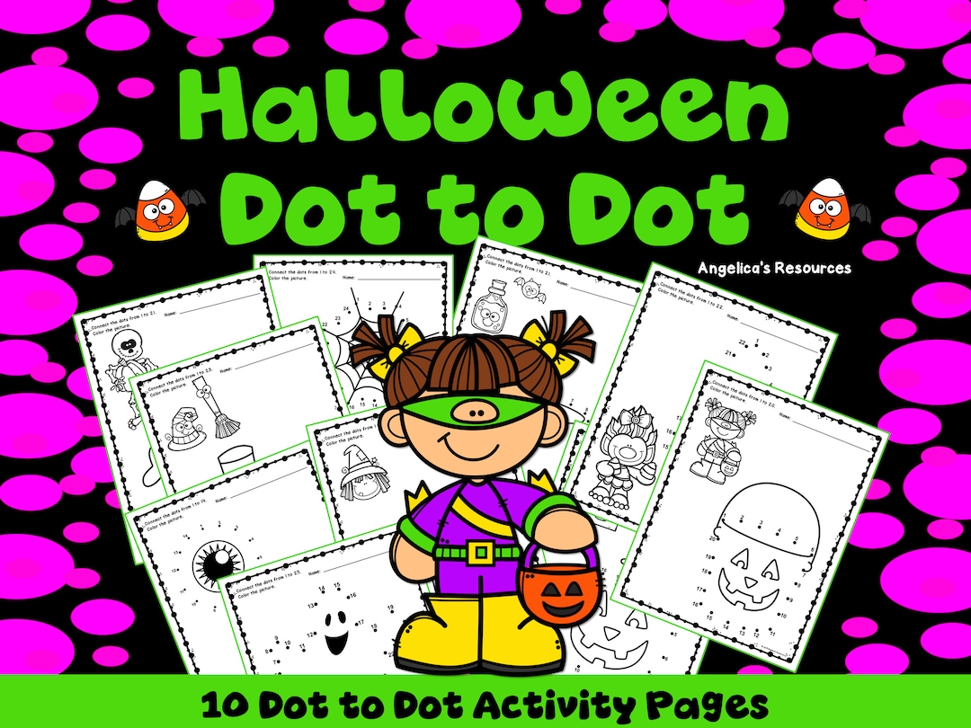 Halloween Dot to Dot Math Worksheets | Connect the Dots Coloring Pages ...