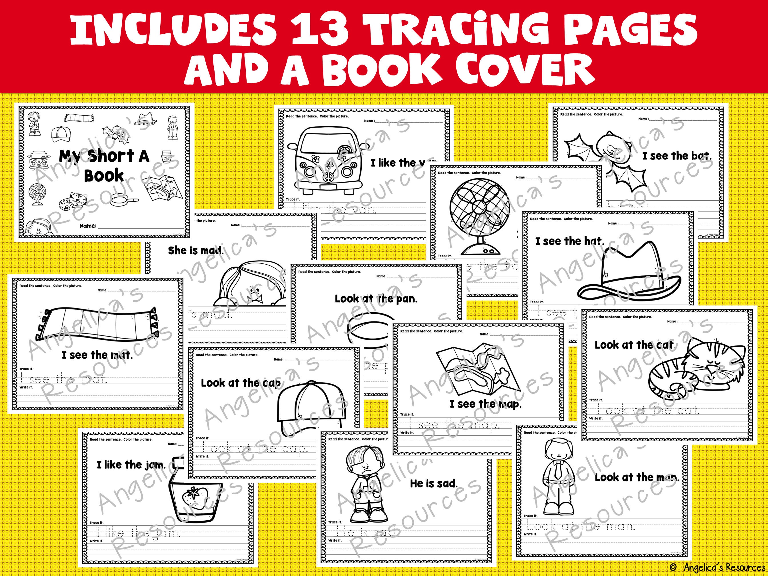 Short A CVC Words | Coloring Pages Printable | Sight Word Practice ...