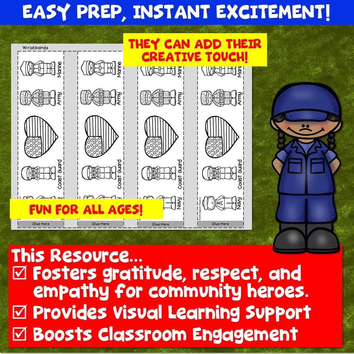 Veterans Day Craft Crowns and Wristbands | Veterans Day Printable Kids ...